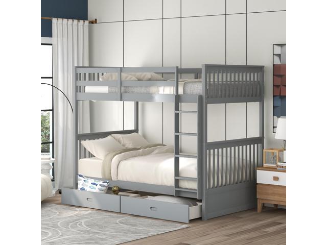 Click here for Twin-Over-Twin Bunk Bed with Ladders and Two Stora... prices