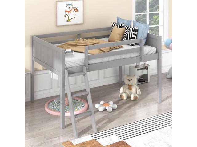 Click here for Twin Size Wood Low Loft Bed with Ladder  ladder ca... prices