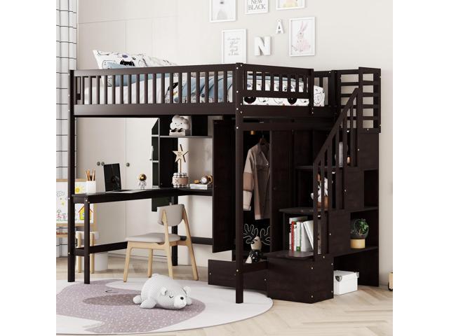 Click here for Full size Loft Bed with Bookshelf Drawers Desk and... prices