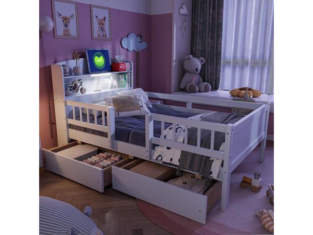 Click here for Wood Twin Size Platform Bed with Built-in LED Ligh... prices