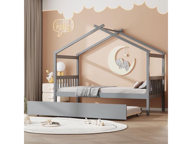 Click here for Twin Size Wooden House Bed with Twin Size Trundle... prices