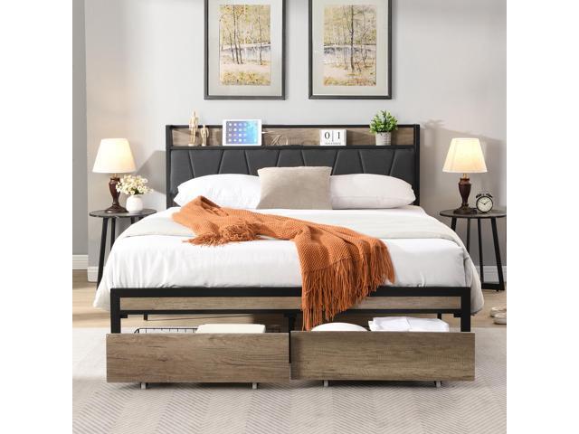 Click here for FULL Size Metal Platform Bed Frame with upholstery... prices