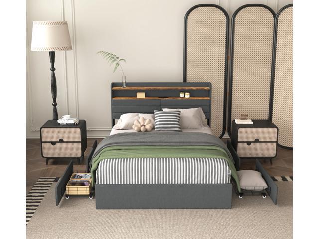 Click here for Queen Bed Frame with 4 Storage Drawers  Upholstere... prices
