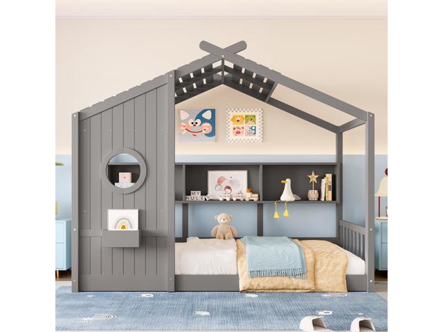 Click here for Twin Size Floor House Bed for Toddler  Kids Montes... prices