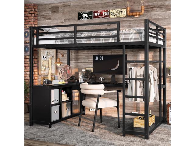 Click here for Metal Loft Bed with Wardrobe and L-shaped Desk  Tw... prices