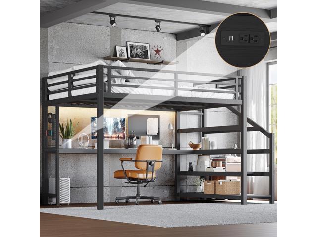 Click here for Queen Loft Bed with Desk and Storage Stairs  Metal... prices