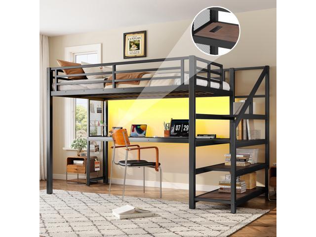 Click here for Twin XL Loft Bed with Desk and Storage Stairs  Met... prices