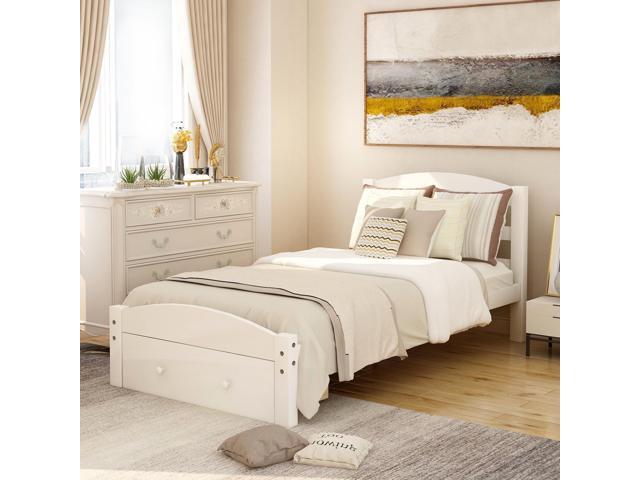 Click here for Platform Twin Bed Frame with Storage Drawer and Wo... prices