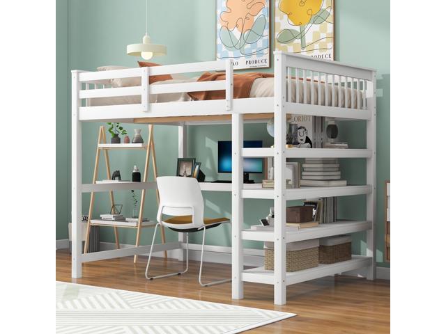 Click here for Full Size Loft Bed with Storage Shelves and Under-... prices
