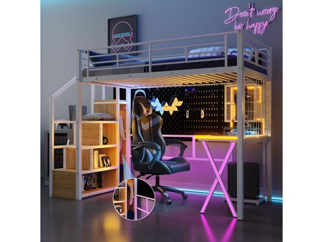 Click here for Twin Size Metal Loft Bed with Built-in Work Statio... prices