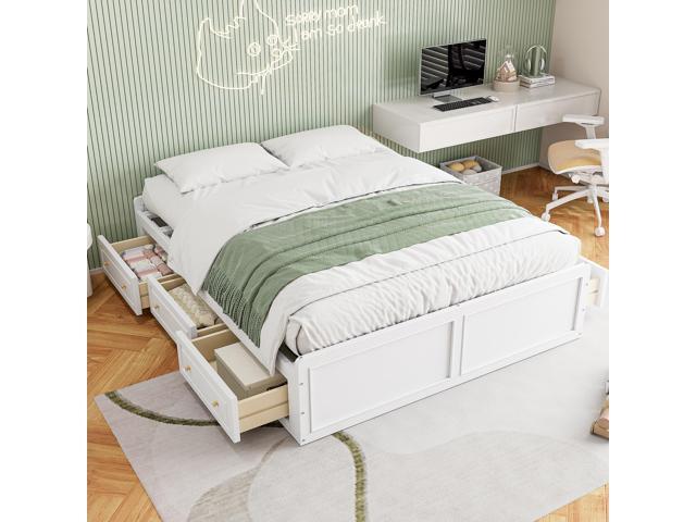 Click here for Wood Queen Size Platform Bed Frame with 6 Drawers... prices