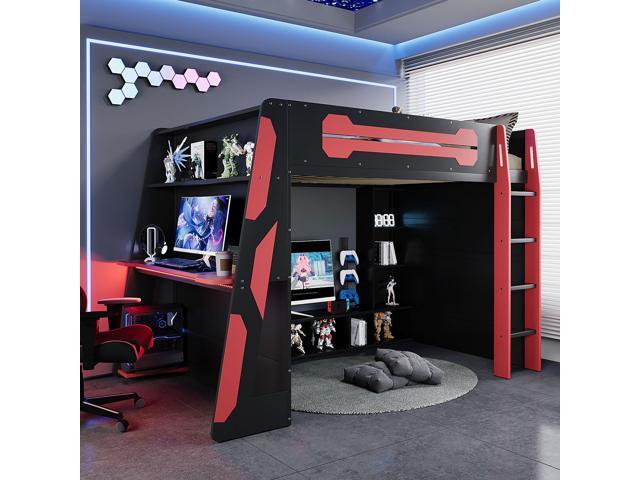 Click here for Full Size Wood Loft Bed with Desk  Multi-storage S... prices