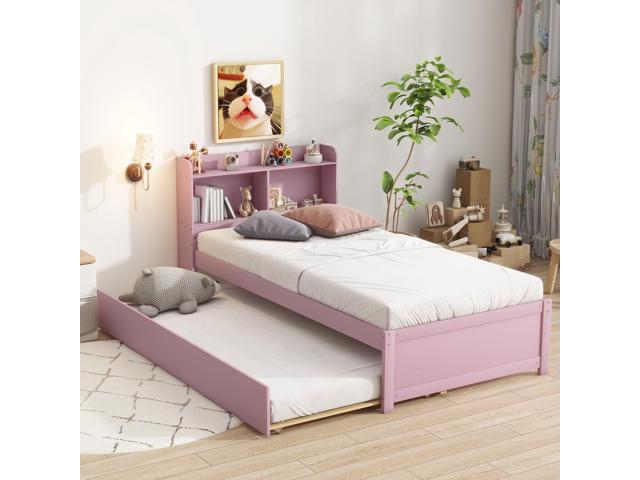 Click here for Twin Bed with Trundle Bookcase Pink prices