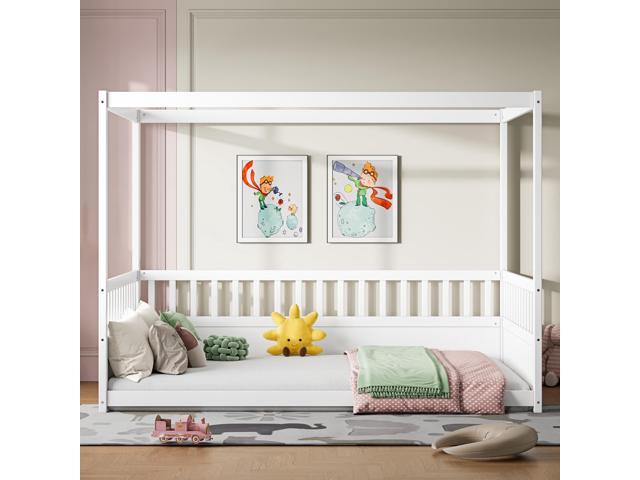 Click here for Full Size Canopy Bed Frame with Guardrails for Kid... prices