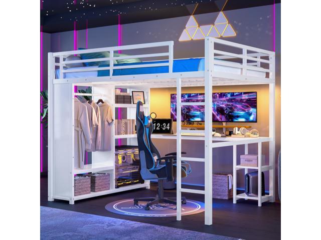 Click here for Queen Size Loft Bed Frame with Built-in Wardrobe... prices