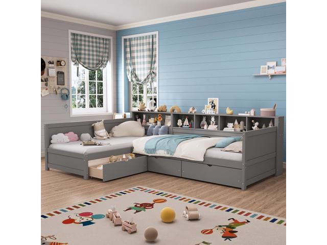 Click here for Twin Size Day Bed for 2  L- Shape Twin Size Bed Fr... prices