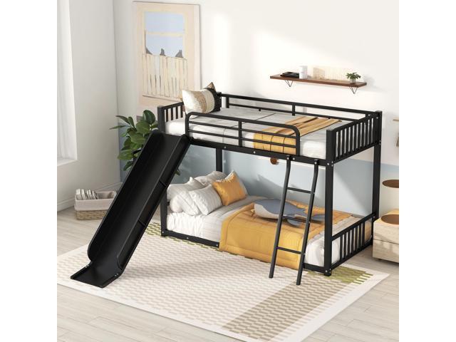 Click here for Metal Bunk Bed with Slide  Twin over Twin  Black prices