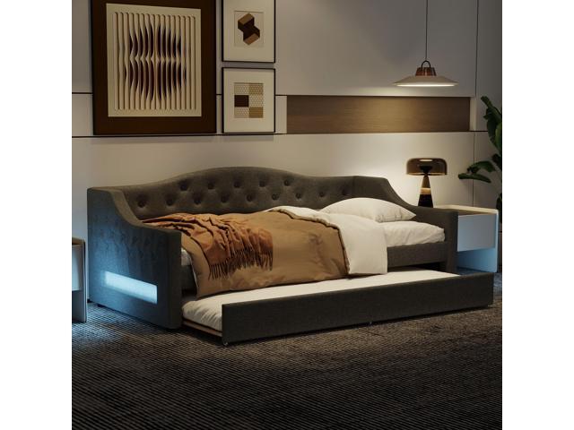 Click here for Upholstered Twin XL Size Daybed with LED Belt and... prices