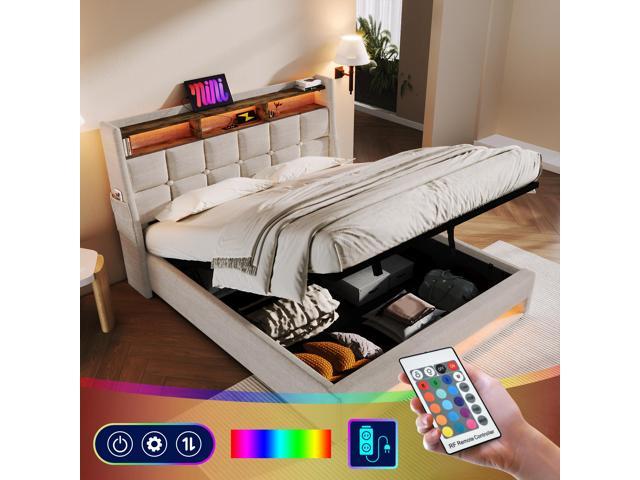 Click here for Queen size Upholstered Platform bed with a Hydraul... prices