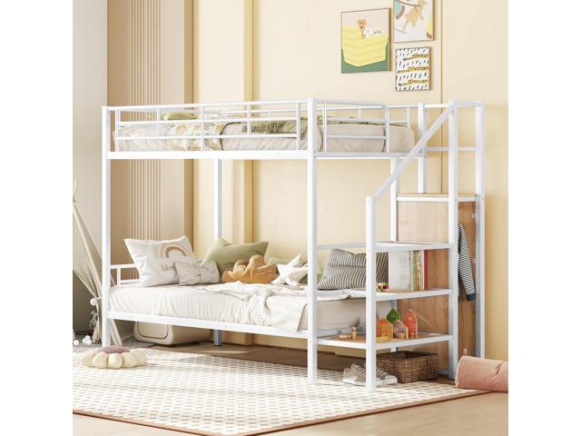 Click here for Twin Over Twin Metal Bunk Bed with Lateral Storage... prices