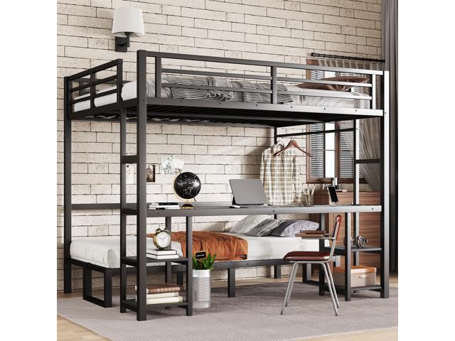 Click here for Queen Over Twin XL Metal Bunk Bed/Loft Bed with De... prices