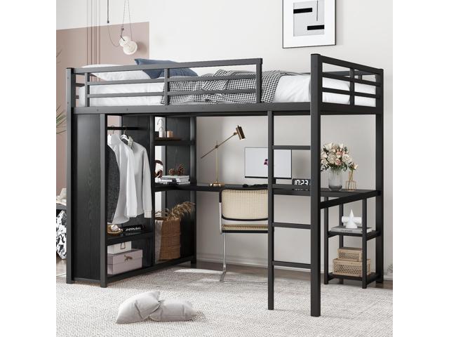 Click here for Full Size Loft Bed Frame with Built-in Wardrobe  M... prices