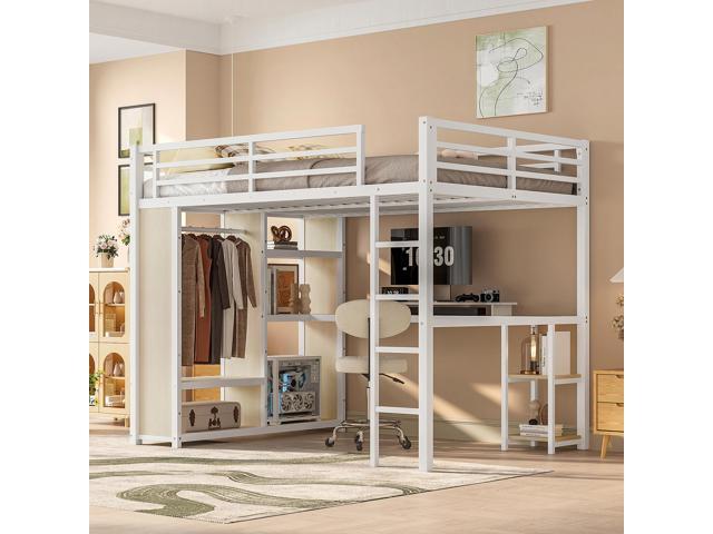 Click here for Queen Size Loft Bed Frame with Built-in Wardrobe... prices
