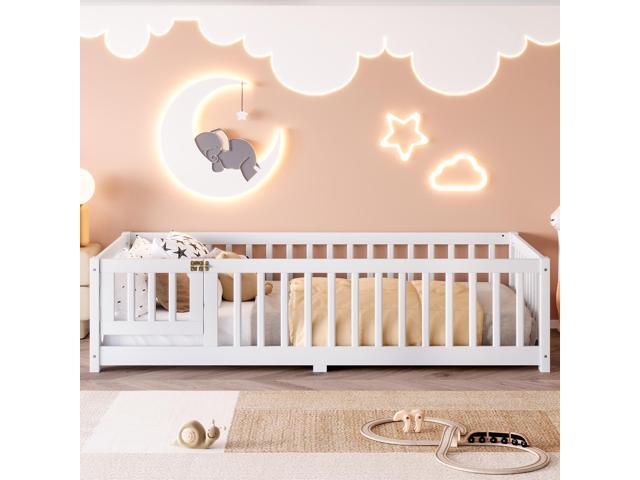 Click here for Twin Size Bed Floor Bed with Safety Guardrails and... prices