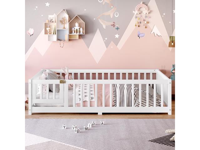 Click here for Full Size Bed Floor Bed with Safety Guardrails and... prices