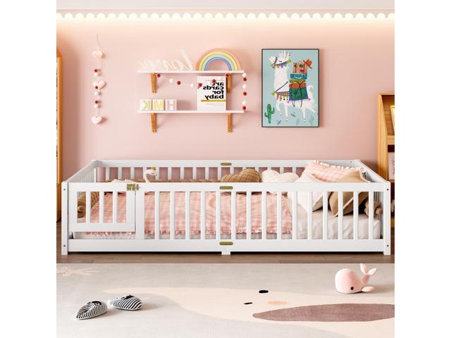 Click here for Queen Size Bed Floor Bed with Safety Guardrails an... prices