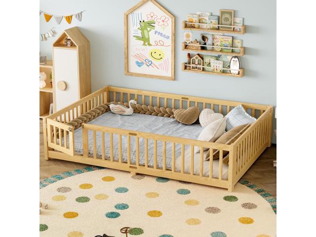 Click here for Queen Size Bed Floor Bed with Safety Guardrails an... prices