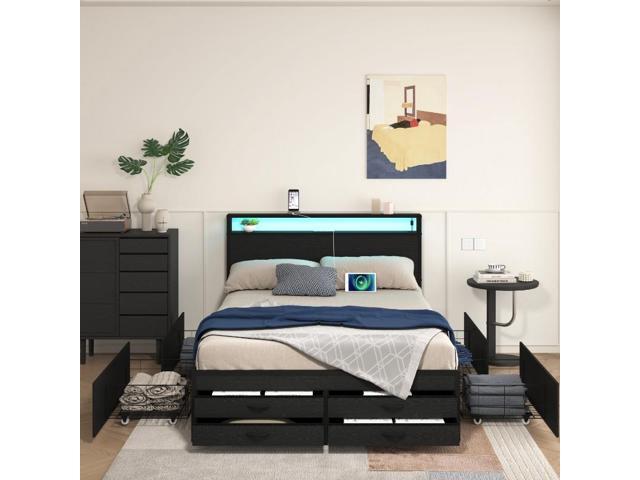 Click here for Queen Size Bed Frame with 8 Storage Drawers  LED H... prices