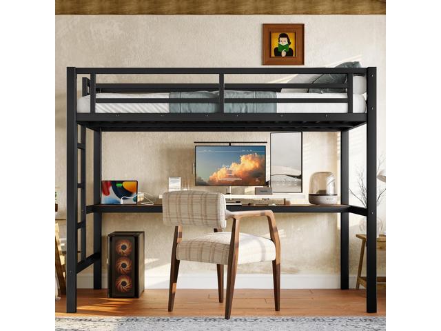 Click here for Metal Twin Size Loft Bed with Power Outlet and LED... prices