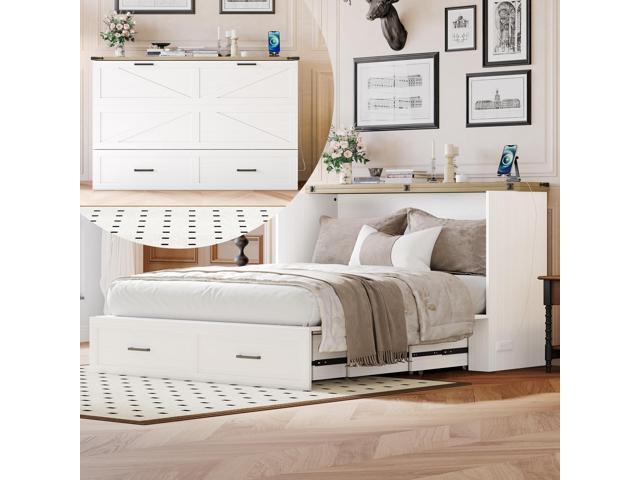 Click here for Queen Size Farmhouse Murphy Cabinet Bed with Charg... prices