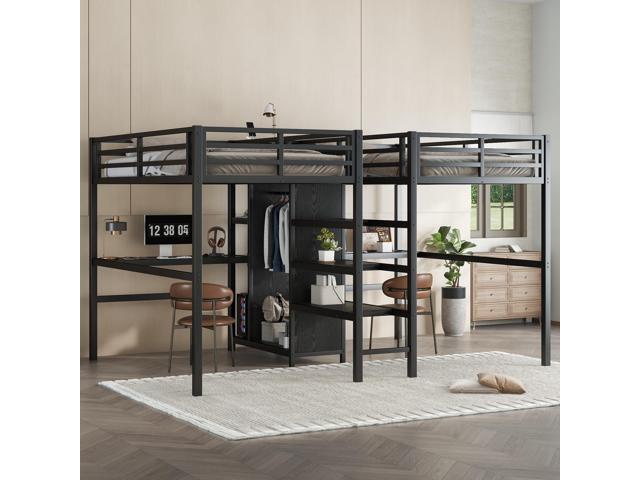 Click here for Twin Over Twin Metal Loft Bed with Double Desk and... prices