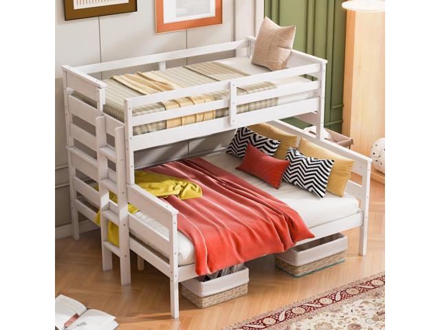 Click here for Wood Twin XL over Queen Bunk Bed with Ladder  Whit... prices