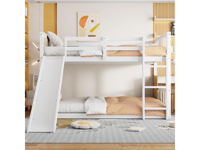 Click here for Twin Over Twin Bunk Bed with Slide and Ladder  Whi... prices