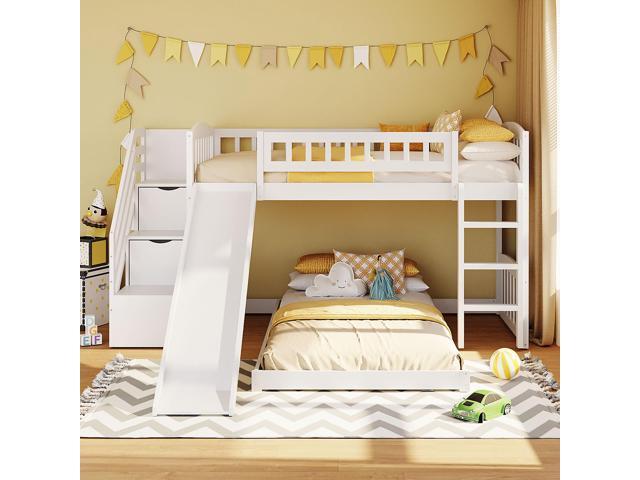Click here for Stairway Twin over Twin Bunk Bed with Two Drawers... prices