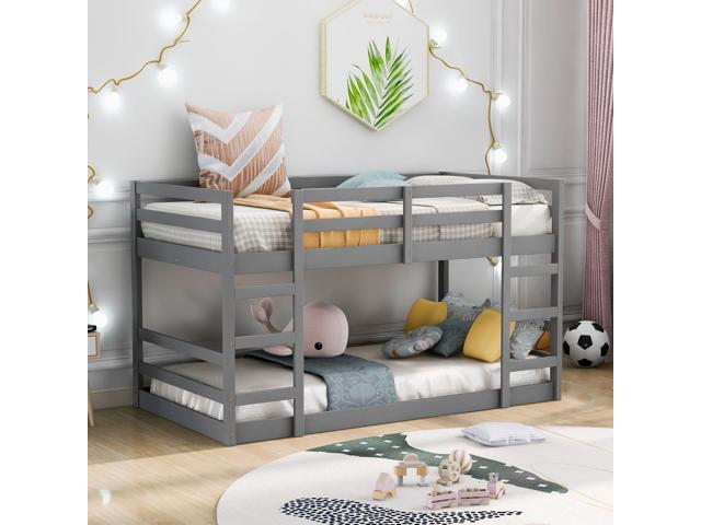 Click here for Twin Over Twin Bunk Bed with Ladder  Gray(OLD SKU:... prices