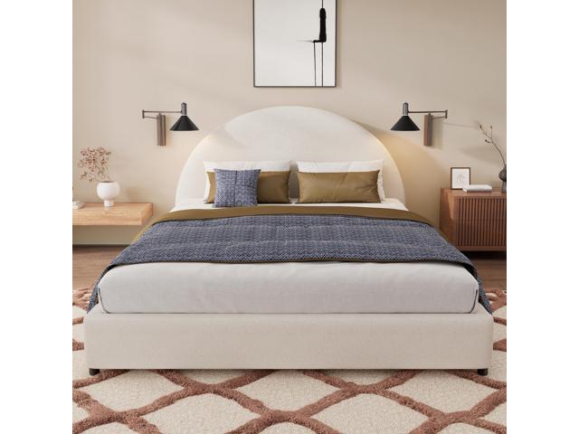Click here for Queen Size Bed Frame With Boucle Upholstered Round... prices