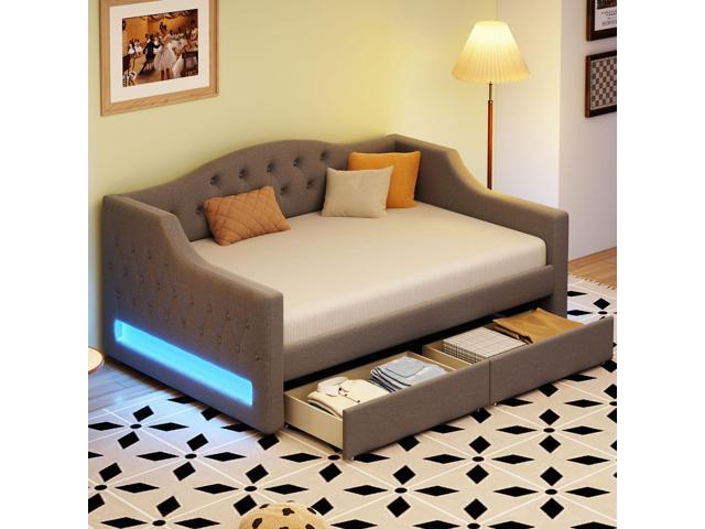 Click here for Upholstered Twin XL Size Daybed with LED Belt and... prices