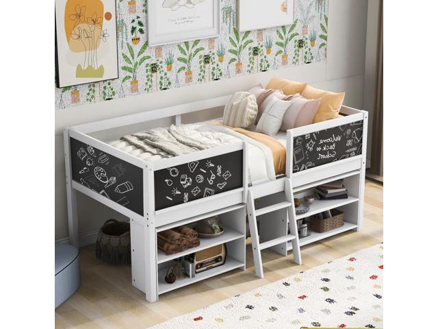 Click here for Twin Size Low Loft Bed with Two Movable Shelves an... prices