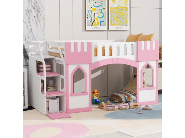 Click here for Twin Size Loft Bed with Storage Staircase and Wind... prices