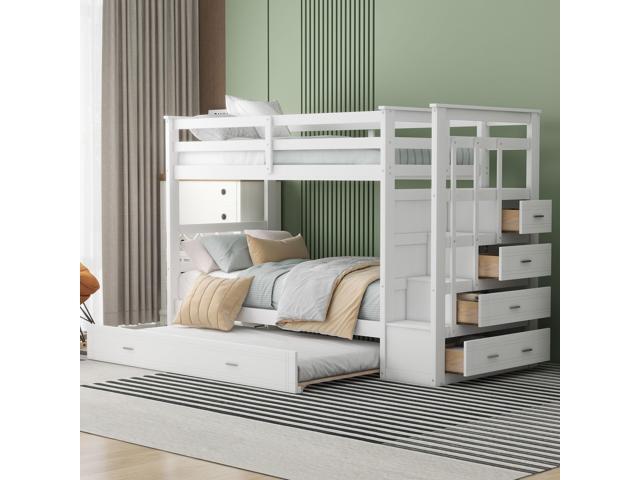 Click here for Twin Over Twin Bunk Bed with Trundle and Staircase... prices