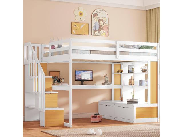 Click here for Full Size Loft Bed with Desk and Shelves  Two Buil... prices