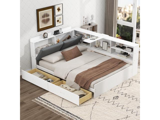 Click here for Wood Full Size platform bed with Storage Headboard... prices