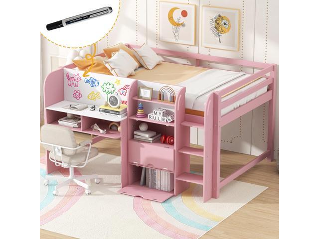 Click here for Full Size Low Loft Bed with Built-in Desk Storage... prices