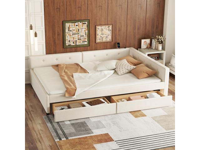 Click here for Full Size Upholstered Platform Bed with USB and 2... prices