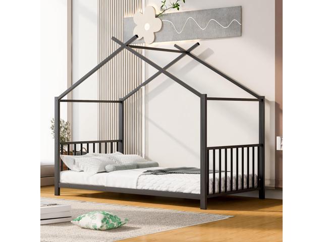 Click here for Twin Size Metal House Platform Bed  Black prices