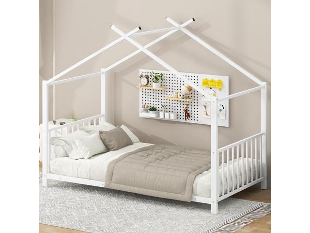 Click here for Twin Size Metal House Platform Bed  White prices